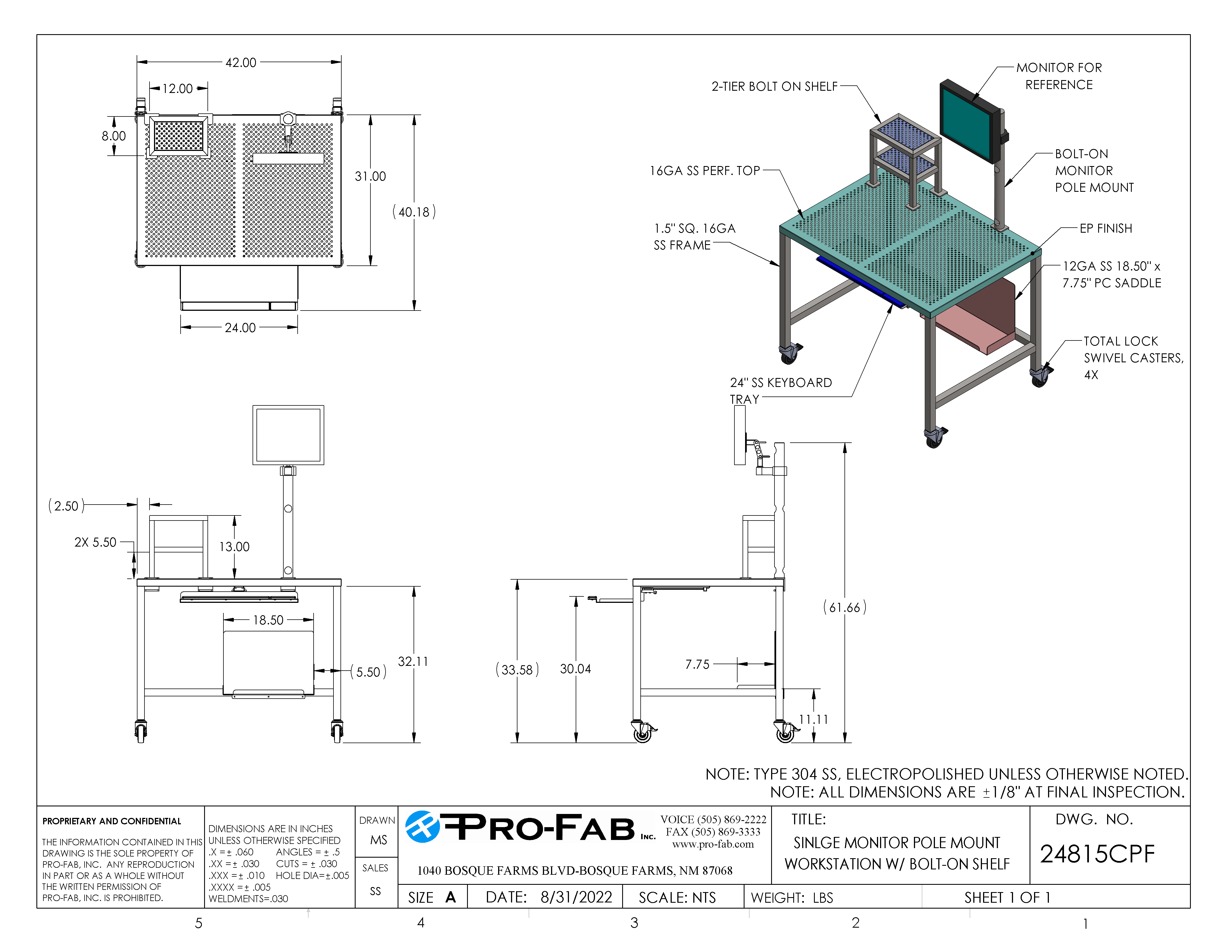 Fixed Height Cleanroom Workstations - Pro-Fab Inc.