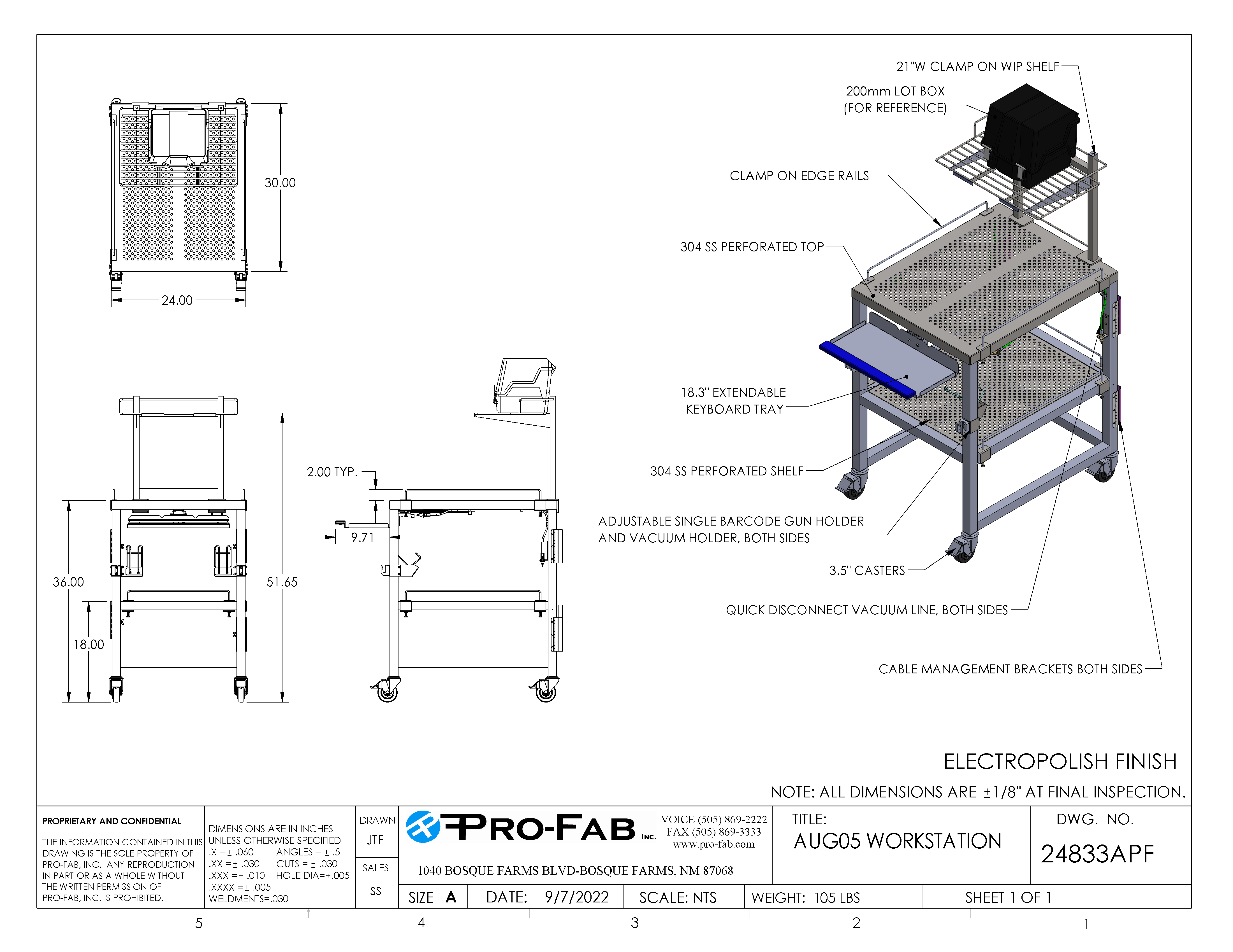 Fixed Height Cleanroom Workstations - Pro-Fab Inc.
