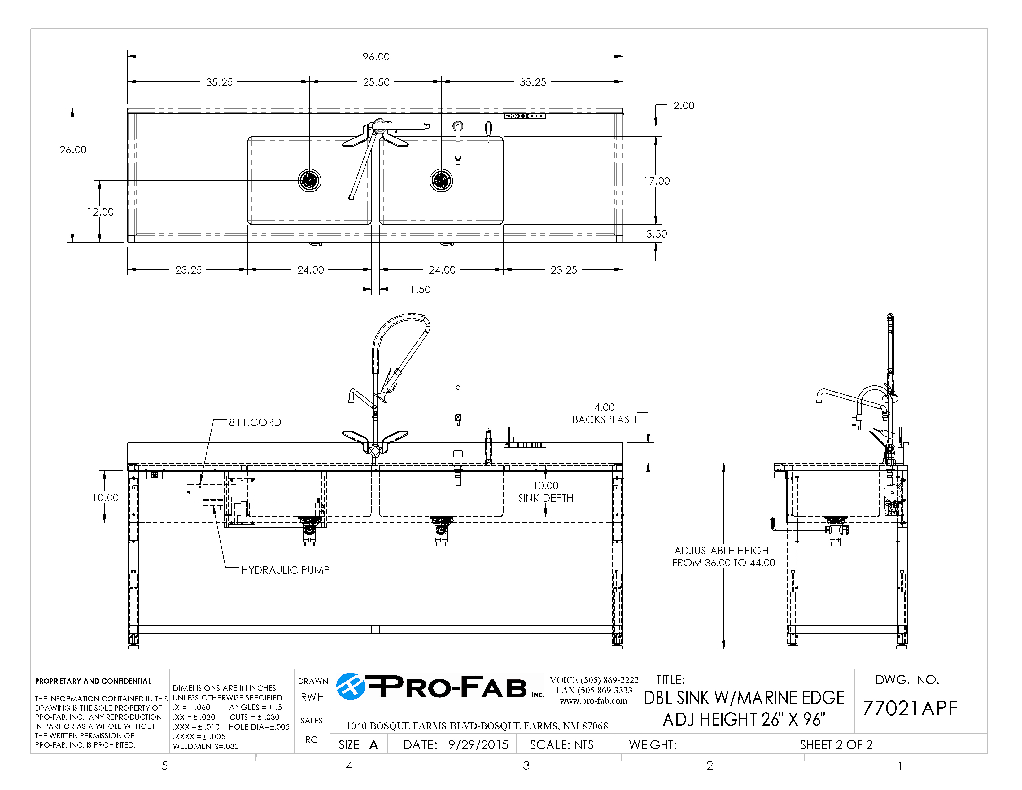 Custom Stainless Steel Sinks - Pro-Fab Inc.